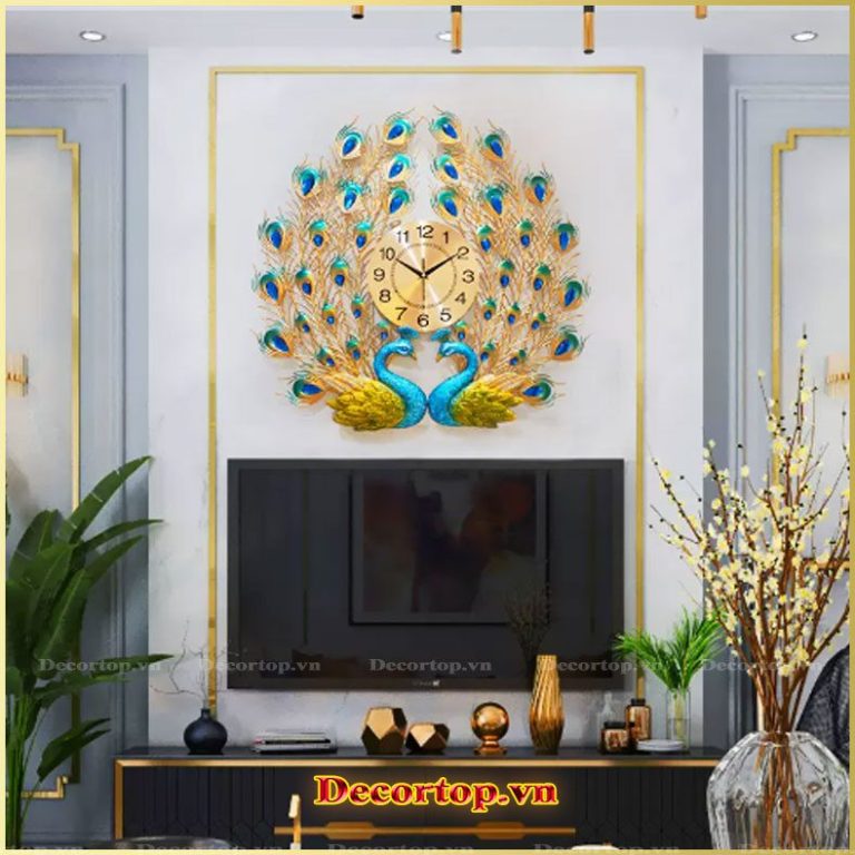 Đồng hồ con công đẹp trang trí HDH004 - decortop
