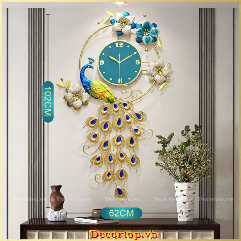 Đồng hồ con công đẹp trang trí HDH004 - decortop