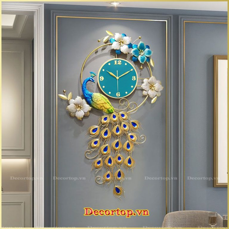 Đồng hồ con công đẹp trang trí HDH004 - decortop